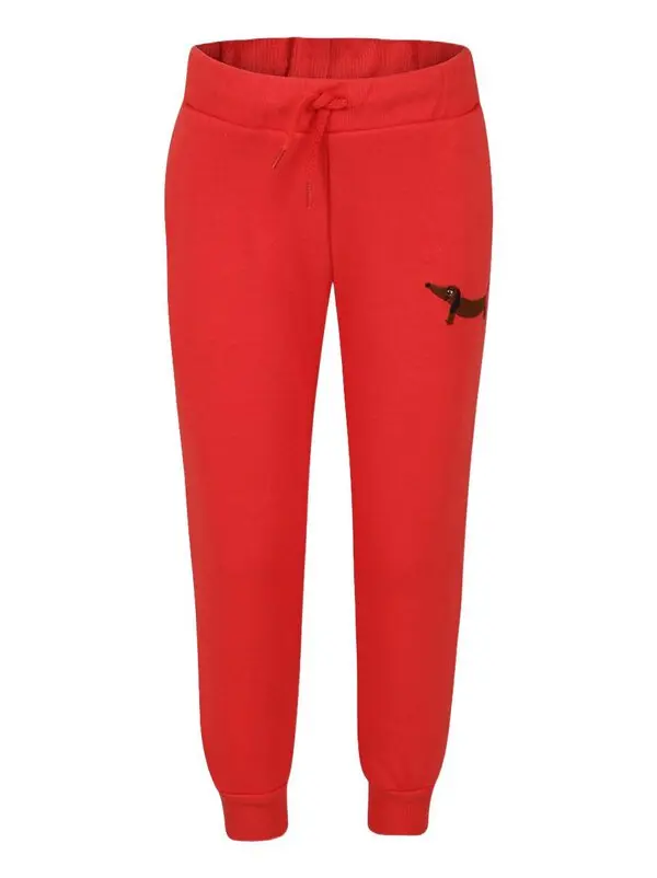 MINI RODINI Embroidered Dachshund Sweatpants - Red