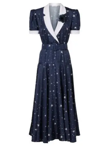 RODARTE Printed Silk Twill Midi Dress - Black