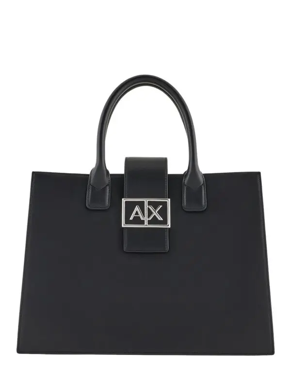 Armani Exchange Logo Plaque Tote Bag - Black