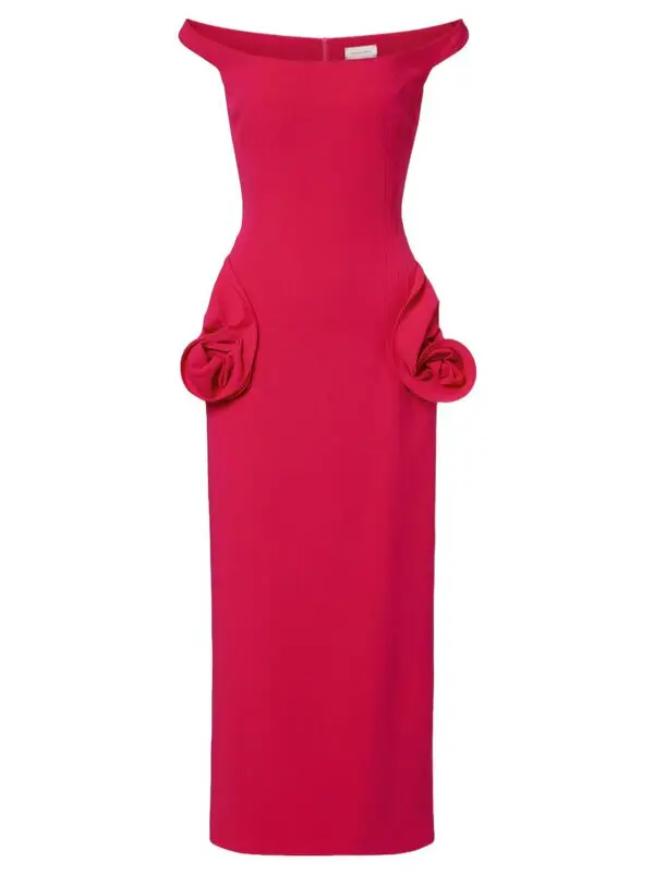 Magda Butrym Off-shoulder Cocktail Dress With Floral Appliqués - Pink