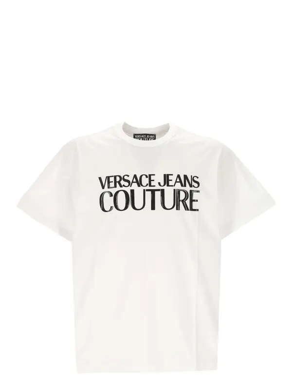 Versace Logo Printed Crewneck T-shirt - White