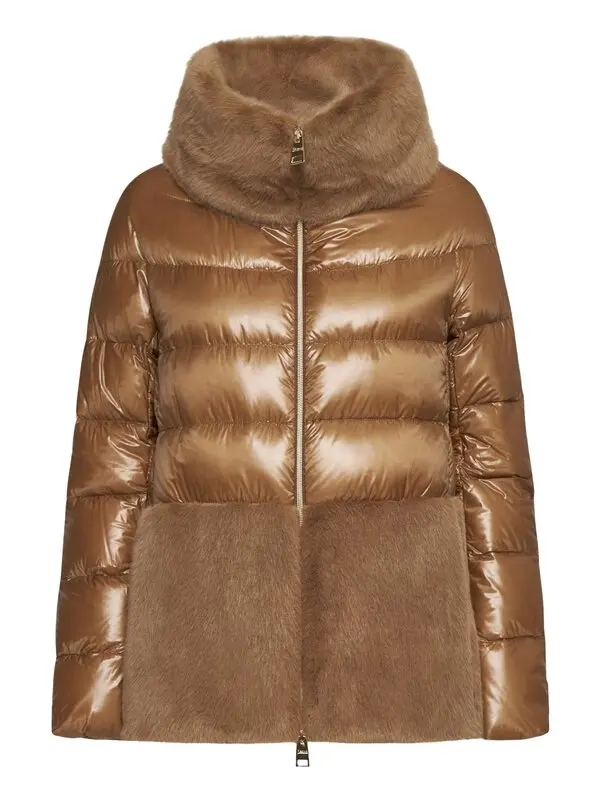 Herno High-neck Quilted Down Jacket - Brown