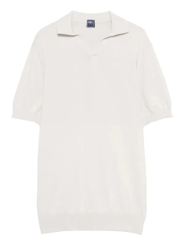 Fedeli V-neck Ribbed Polo Shirt - Light Dusty