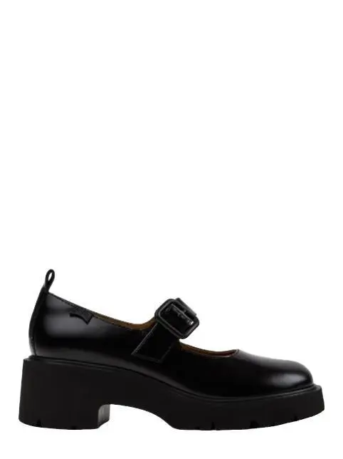 Camper Buckled Platform Mary Jane Pumps - Black