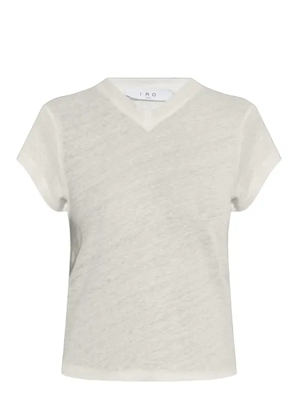 IRO PARIS V-neck Linen T-shirt - White