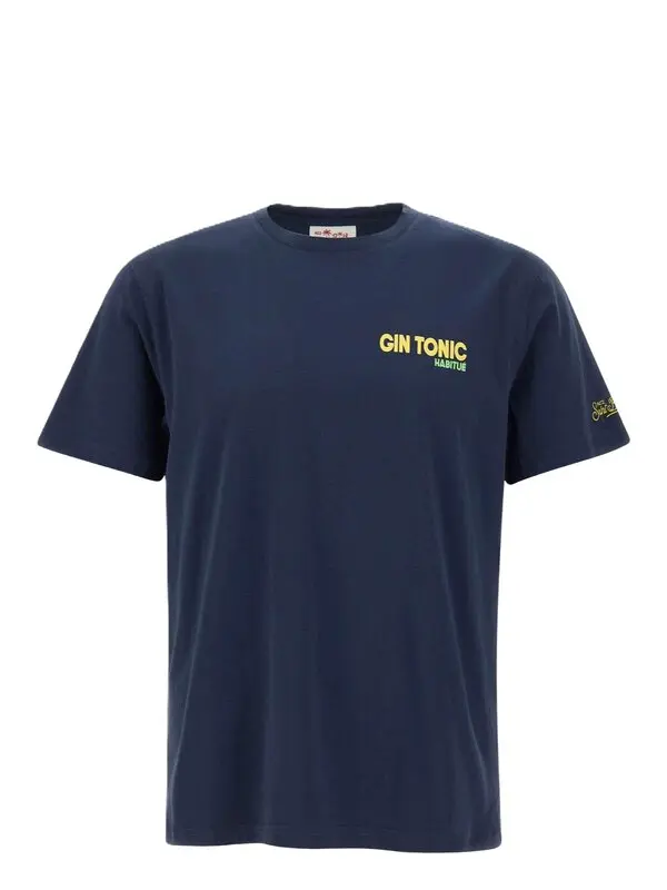 MC2 SAINT BARTH Graphic-print Logo-embroidered T-shirt - Blue
