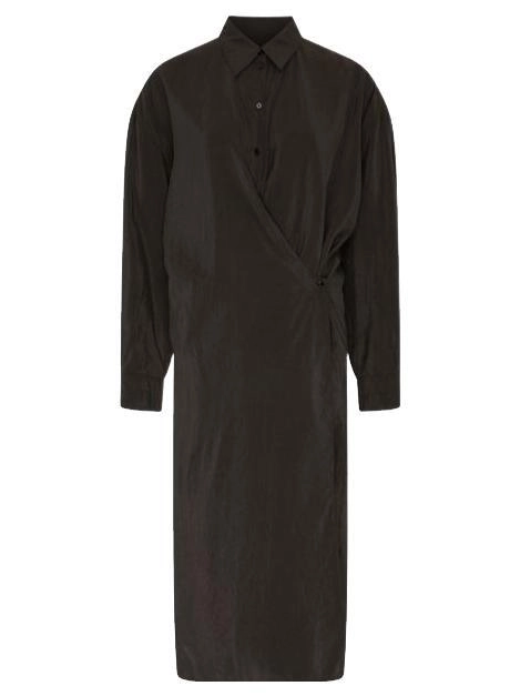 LEMAIRE Twisted Pleated Shirt Skirt - Brown