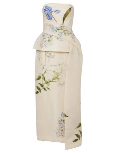 Monique Lhuillier Draped Floral Silk Cocktail Dress - Nude