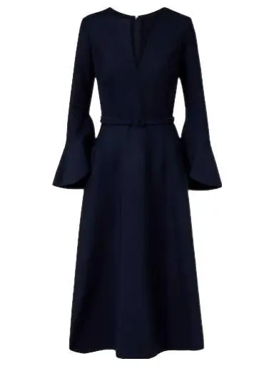 Oscar De La Renta Belted Wool-blend Midi Dress - Black