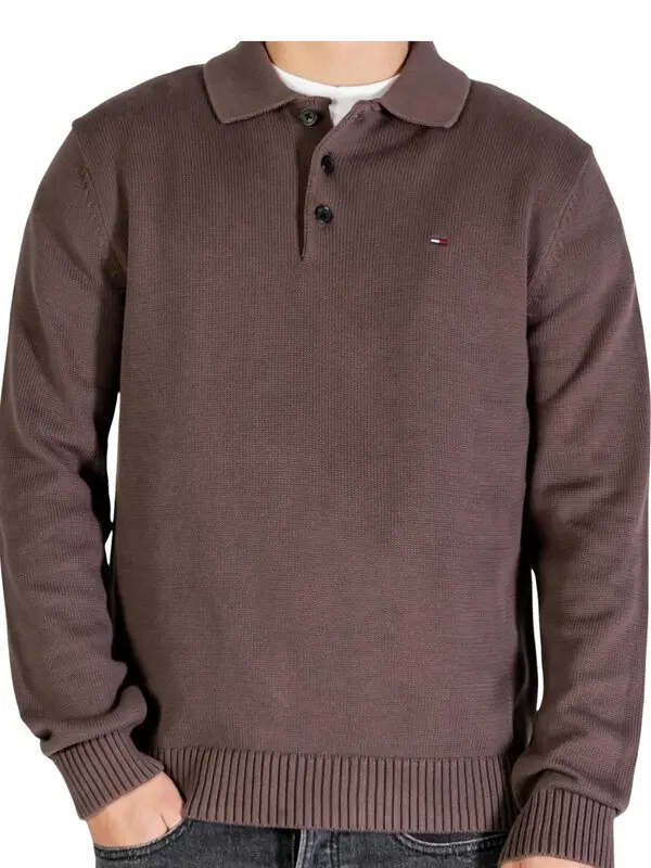 Tommy Hilfiger Long Sleeve Knit Polo - Brown