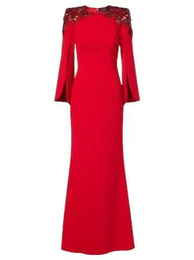 Jenny Packham Adeline Embellished Gown - Red