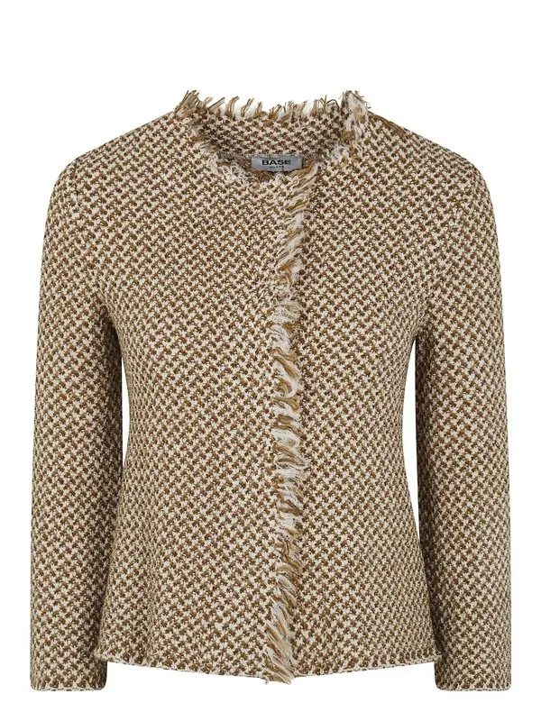BASERANGE Round Neck Jacket With Fringe Detailing - Camel