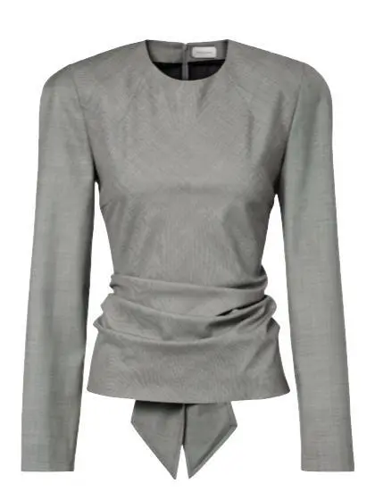 Magda Butrym Draped Wool Blouse - Gray