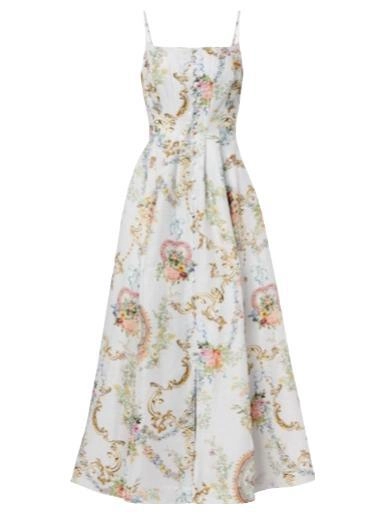 Camilla Printed Linen And Silk Bustier Midi Dress - No