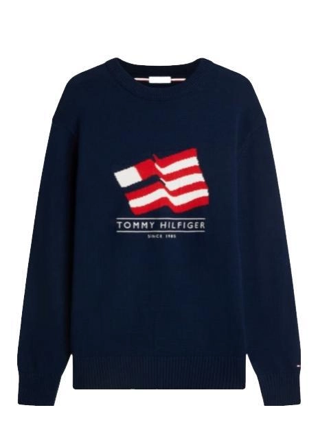 Tommy Hilfiger Crew Neck Long-sleeved Sweater - Blue
