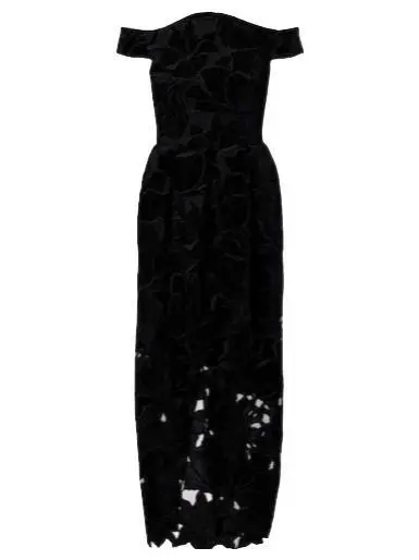 Erdem Cutout Velvet And Tulle Midi Dress - Black