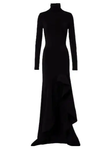 Stella McCartney Turtleneck Crêpe Jersey Gown - Black