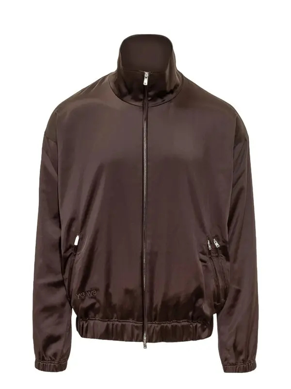Y3 High-neck Bomber Jacket With Zipper - Brown