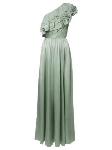 Ulla Johnson Avalina One-shoulder Ruffled Silk Maxi Dress - Gray