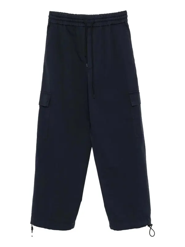 DONDUP Cotton Cargo Trousers With Drawstring Cuffs - Blue