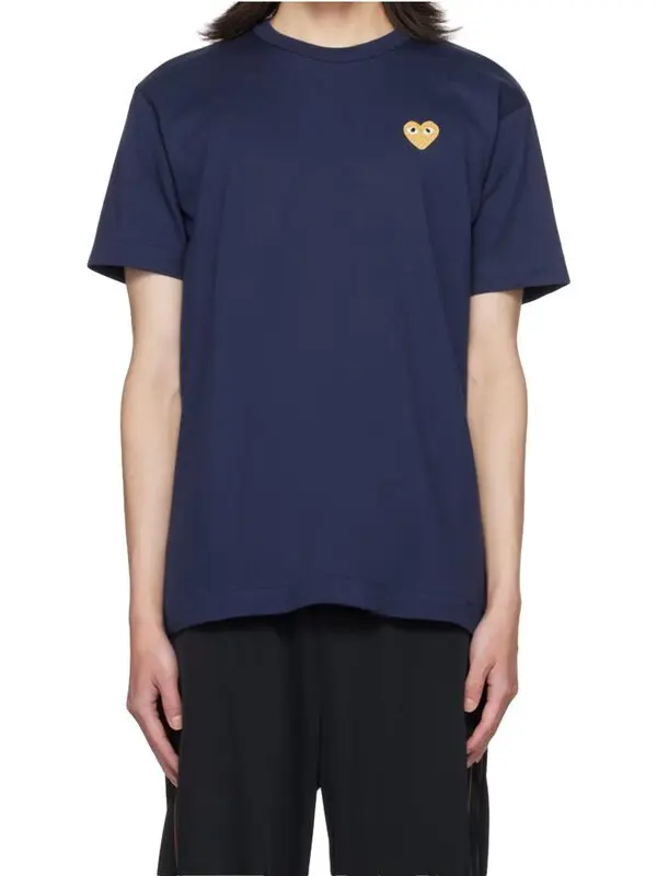 Play Comme Des Garcon Comme Des Garçons Play Logo Embroidered Crewneck T-shirt - Blue