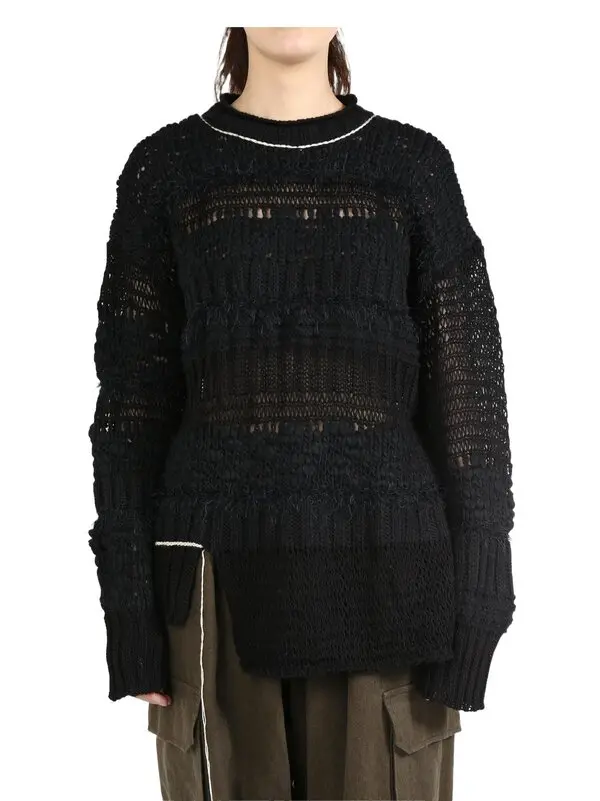 Y’s Destructured Stripe Knitwear - Black