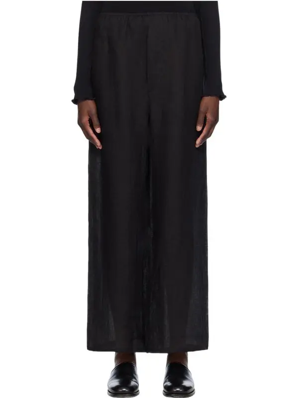 BASERANGE Domond Wide-leg Linen Trousers - Black