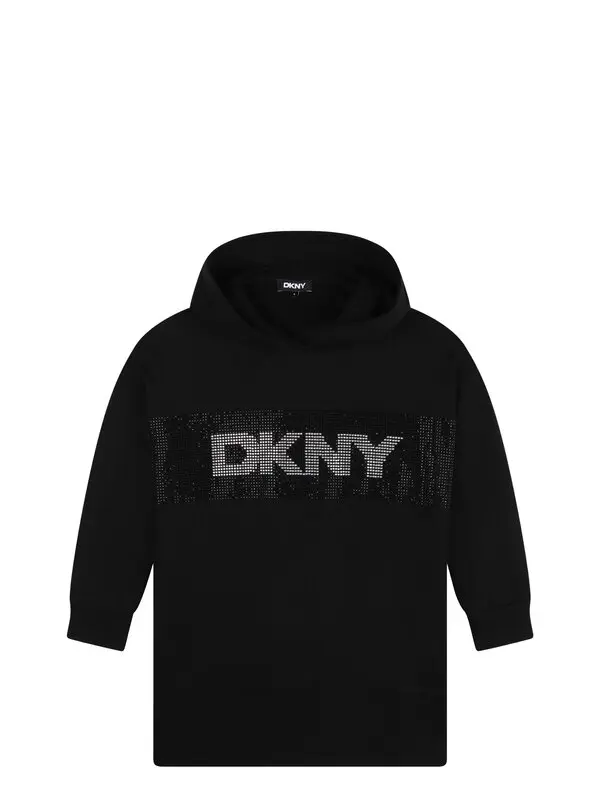 Dkny Embellished Hooded Long Sleeve Dress - Black