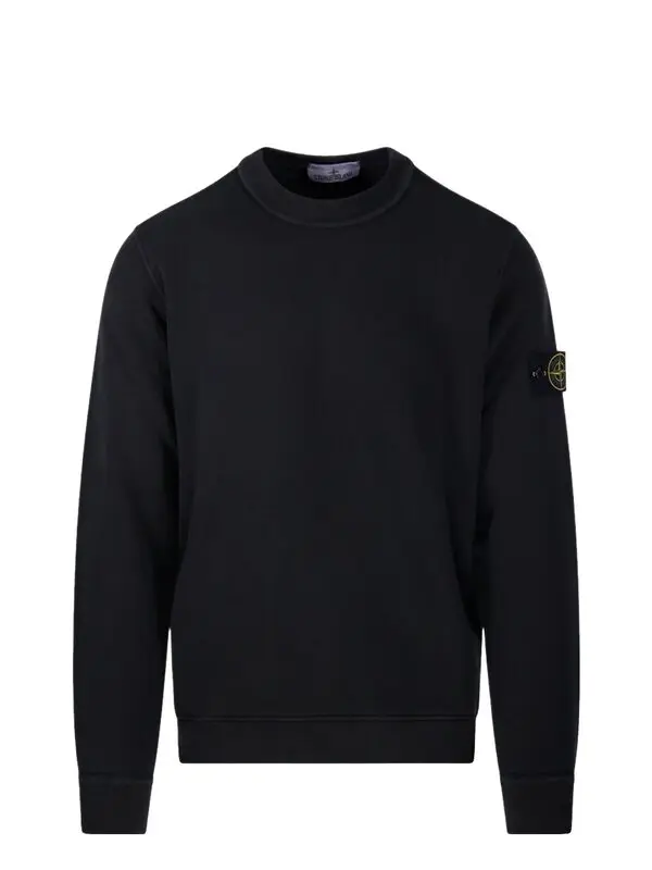 Stone Island Logo Patch Crewneck Sweatshirt - Black