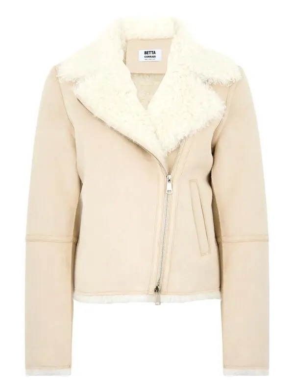 BETTA CORRADI Long-sleeved Casual Jacket With Asymmetrical Zip - Beige