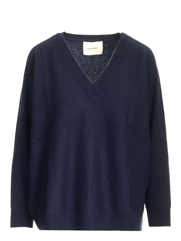 LISA YANG Kenny V-neck Loose Fit Sweater - Blue