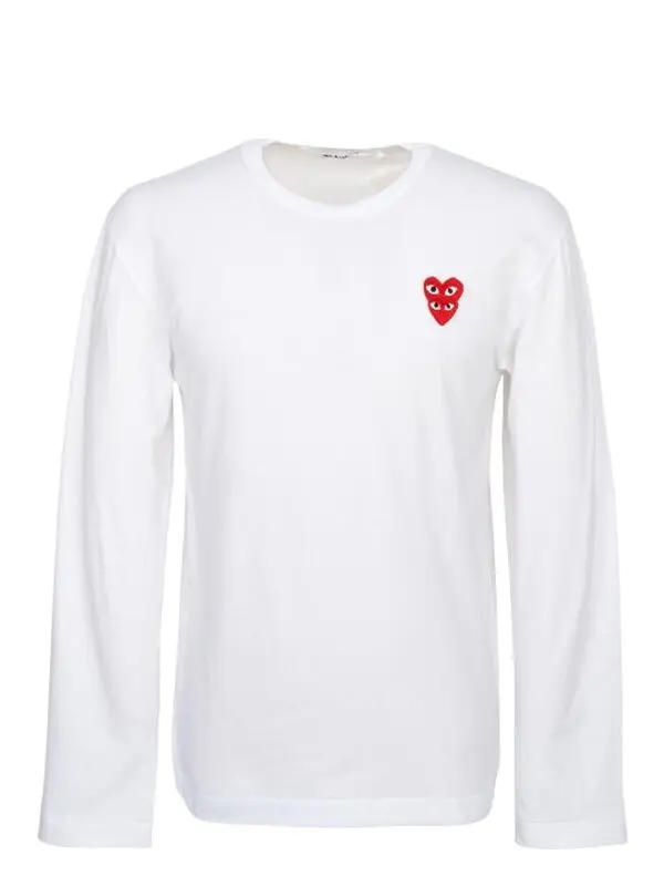 Comme Des Garçons Heart-patch Long Sleeved T-shirt - White