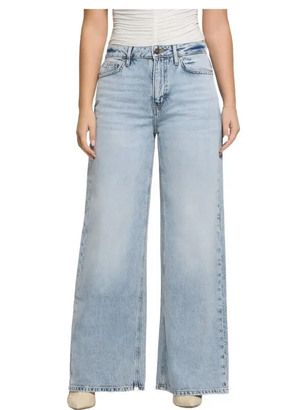 Guess Logo Appliqué Wide-leg Jeans - Blue