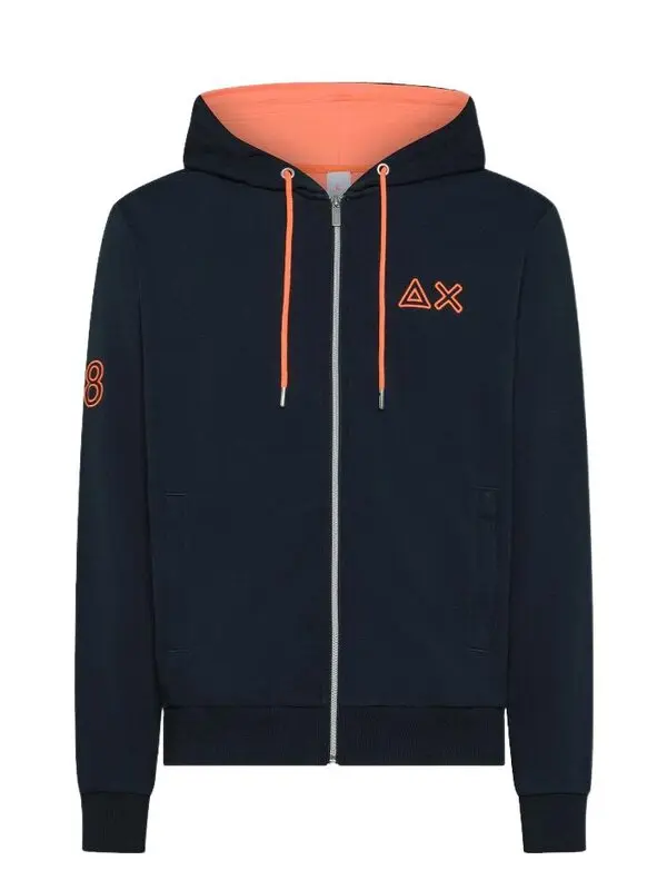 SUN 68 Zip-up Logo Hoodie - Blue