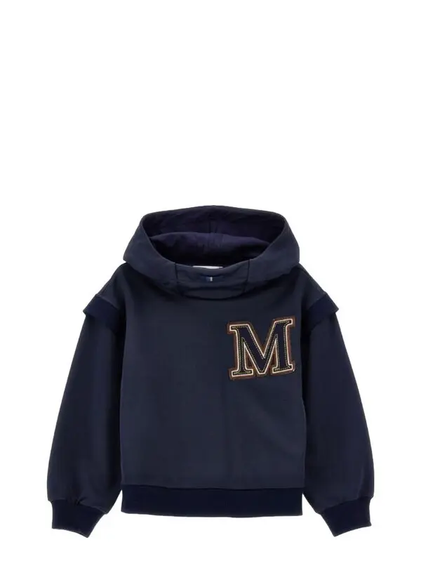 Monnalisa Logo Patch Layered Hoodie - Navy