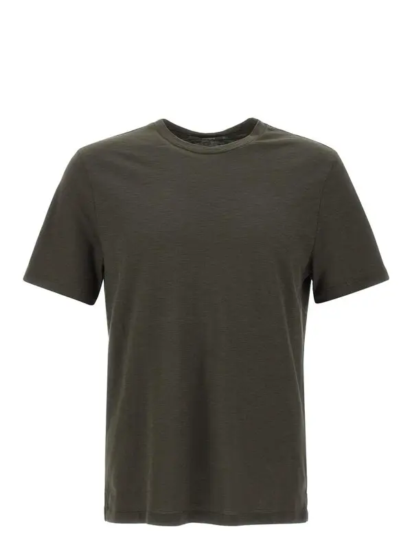 KANGRA Flamed Cotton Crew Neck T-shirt - Brown