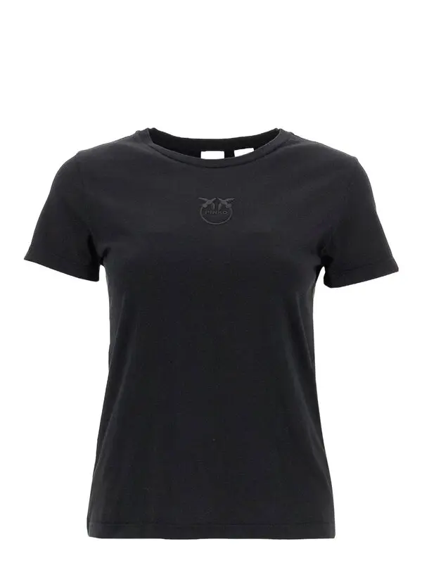 Pinko Logo-embroidered Crewneck T-shirt - Black