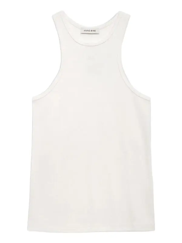 ANINE BING Ribbed Sleeveless Tank - Cream