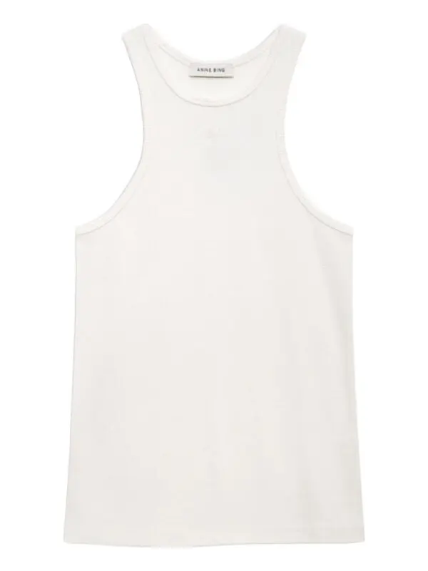 ANINE BING Ribbed Sleeveless Tank - Cream