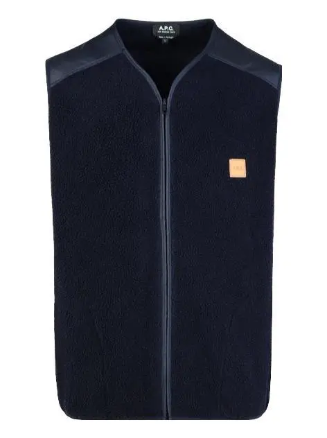A.p.c. Logo Patch Zip-up Vest - Navy Blue
