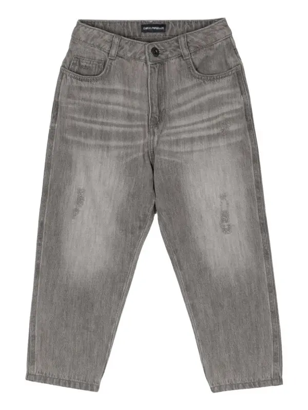 Emporio Armani Distressed Tapered Jeans - Medium Gray