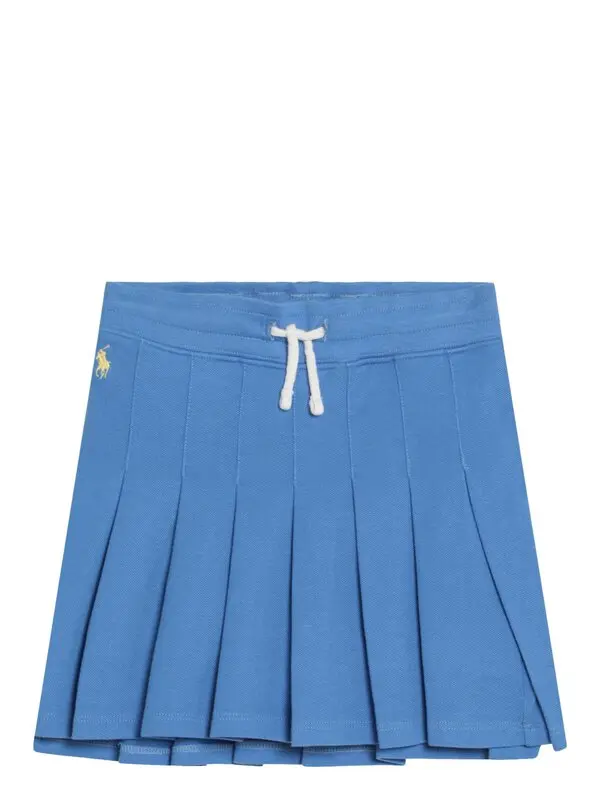 Polo Ralph Lauren Pleated Mini Skirt With Embroidered Logo - Light Blue