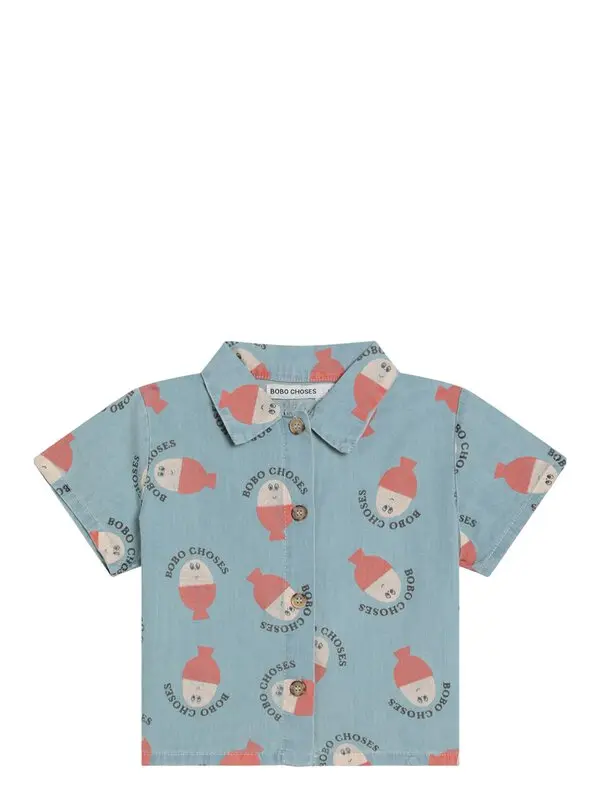 BOBO CHOSES Printed Denim Shirt - Blue