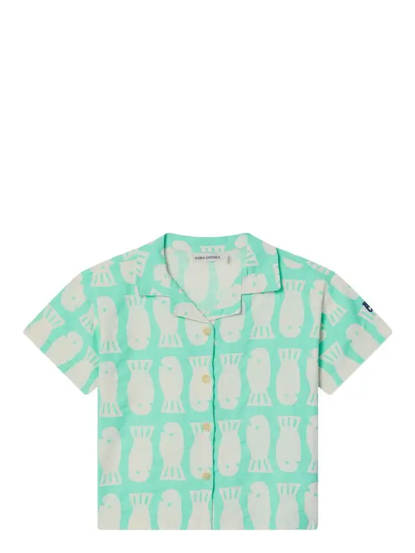 BOBO CHOSES Short Sleeve Shirt With Lucky Fish Print - White