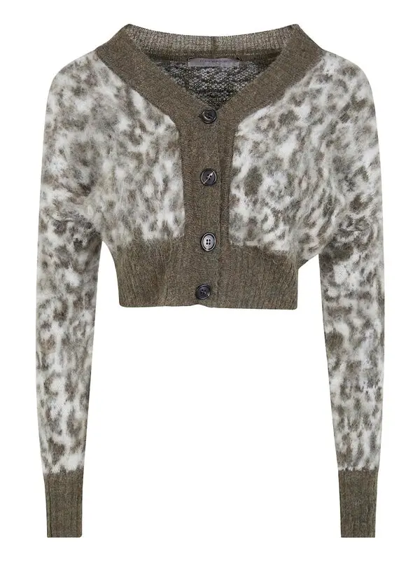 D.exterior Animal Print Cropped Cardigan - Gray