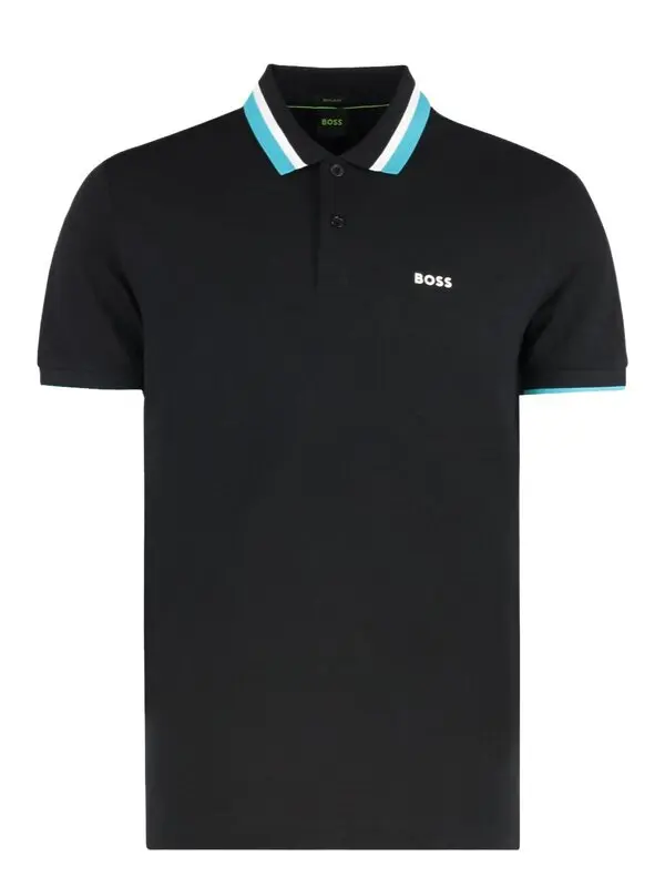 Hugo Boss Contrast Striped Paddy Active Polo Shirt - Black