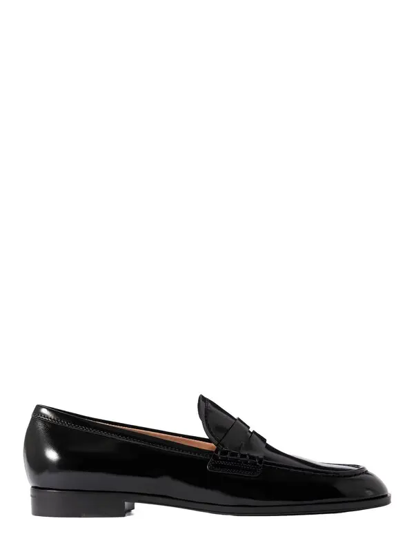 GIANVITO ROSSI Leather Loafers With Stacked Heels - Black