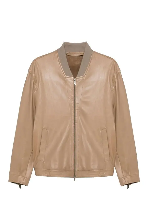 SALVATORE SANTORO Long-sleeved Leather Jacket - Nude