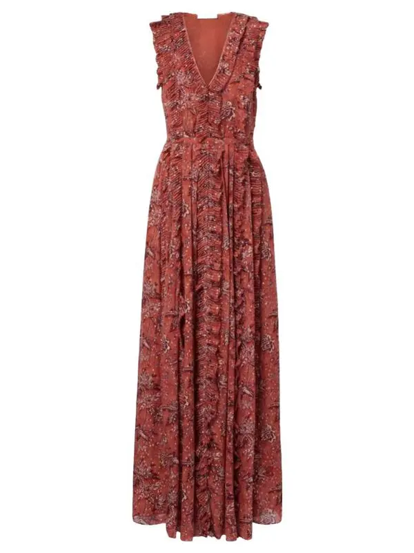 Ulla Johnson Aida Ruffled Maxi Dress - Oleander