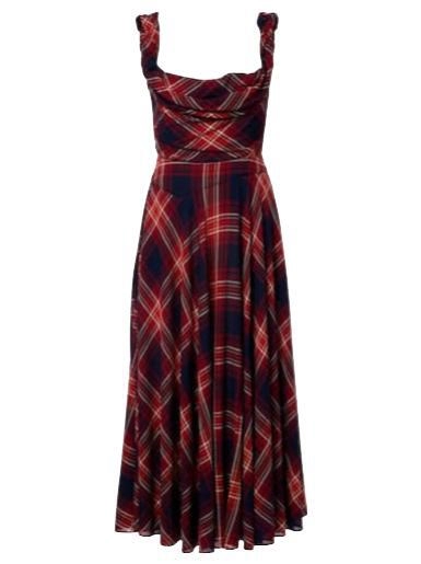 VIVIENNE WESTWOOD Plaid Draped Midi Dress - Black